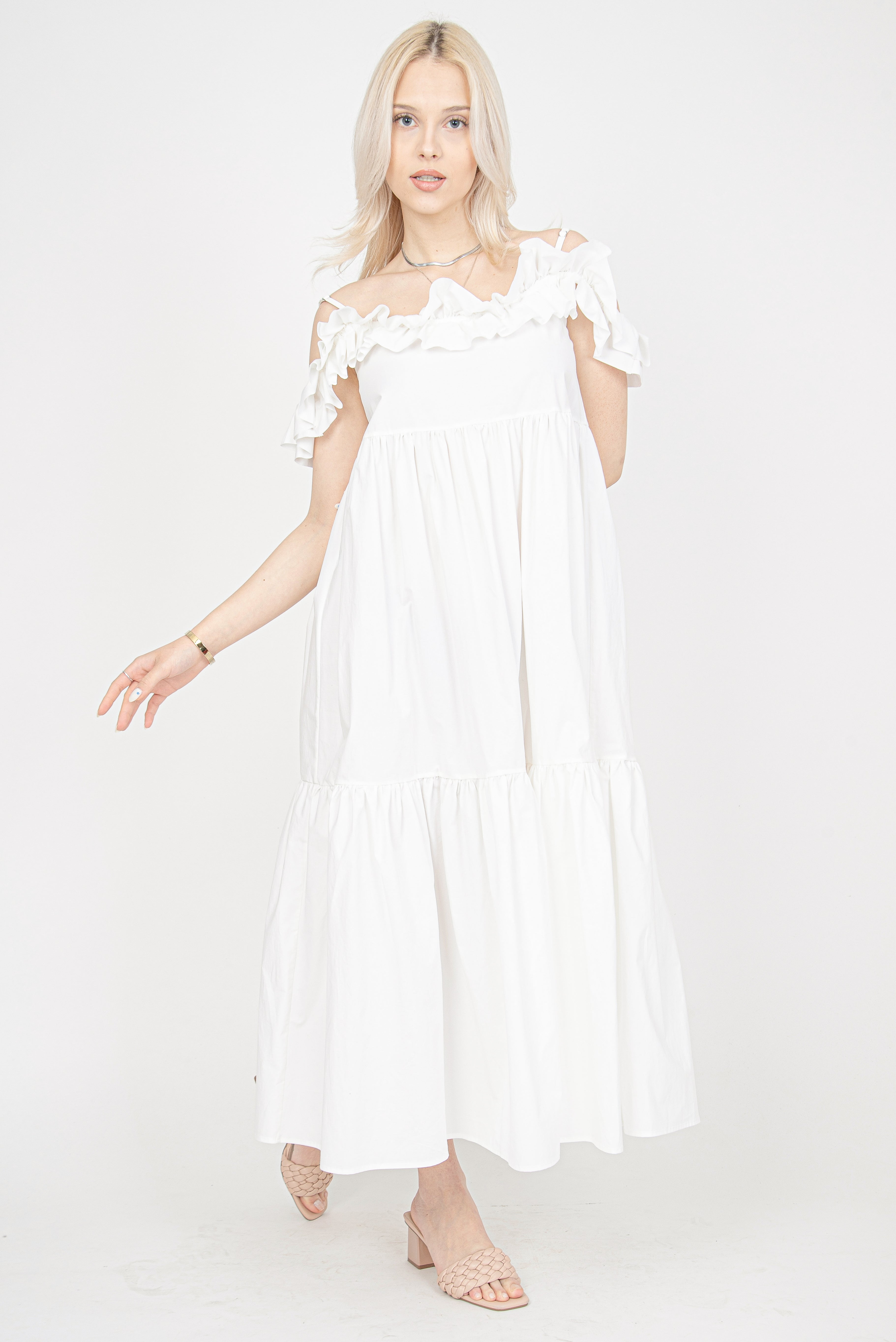 White romantic ruffle dress FC1005 – FloAtelier Handmade